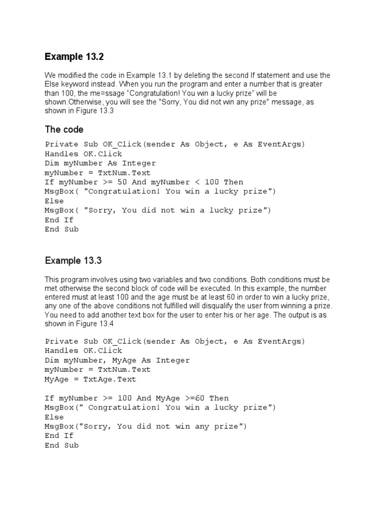 VB Conditional Statements Explained | PDF | Computer Programming | Software