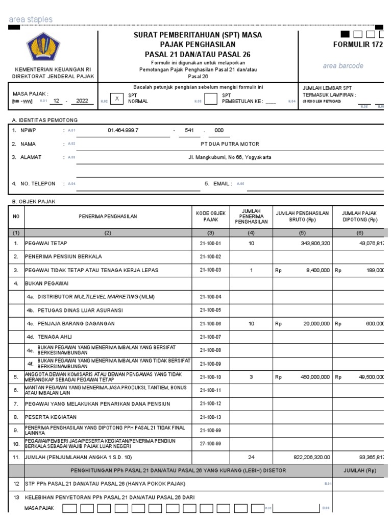 Spt PPh Pasal 21 Masa 12 - 4C-04 | PDF