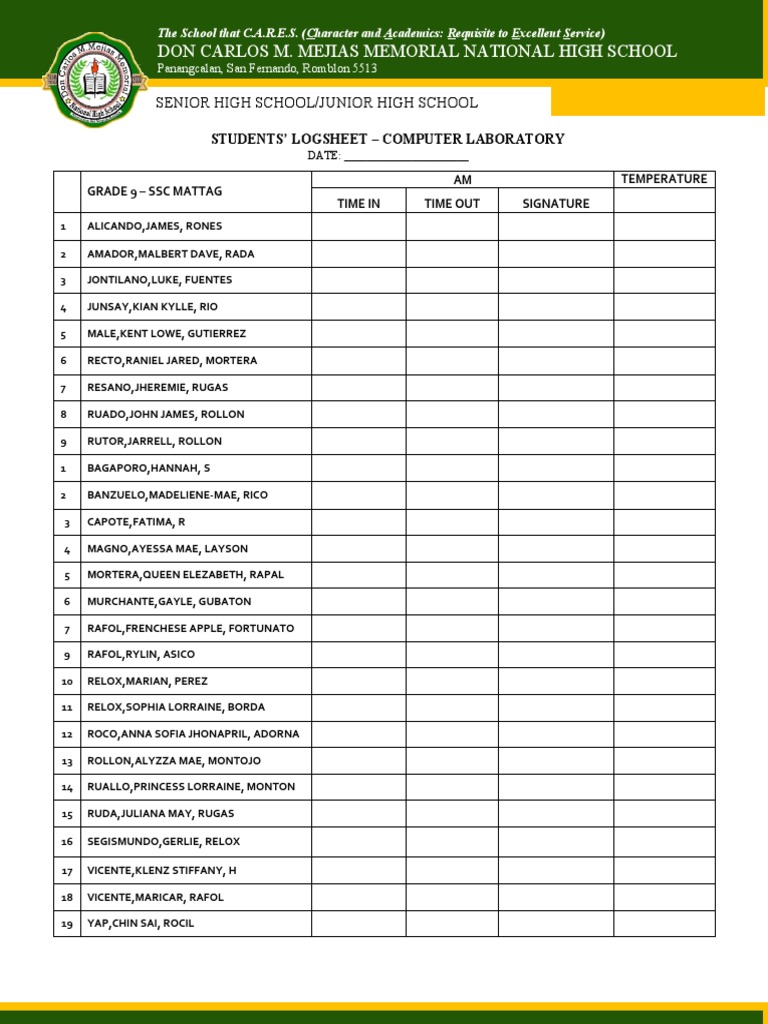 LogSheet at Comp Lab | PDF