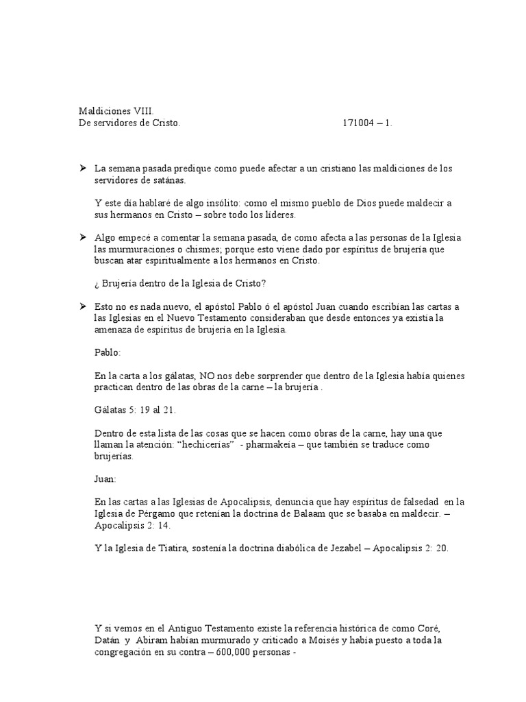 Maldiciones Viii De Servidores De Cristo 171004 1 Pdf