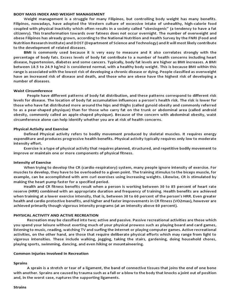BODY-MASS-INDEX-AND-WEIGHT-MANAGEMENT | PDF | Body Mass Index | Obesity