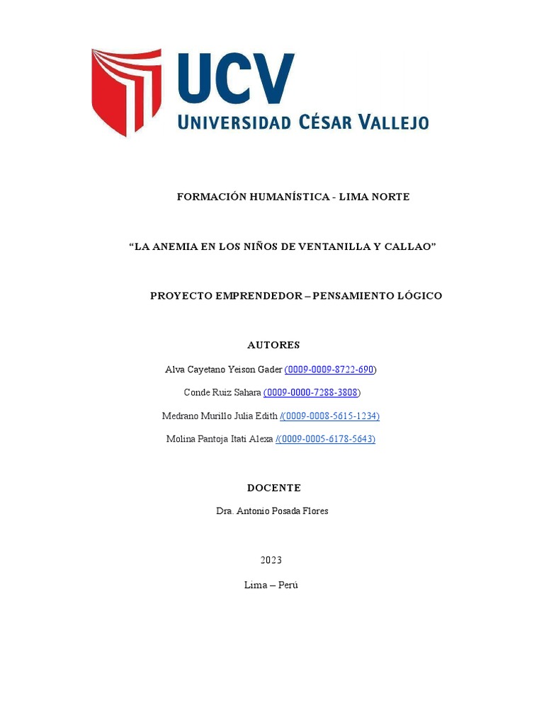 La Anemia en El Callao | PDF | Anemia | Dieta