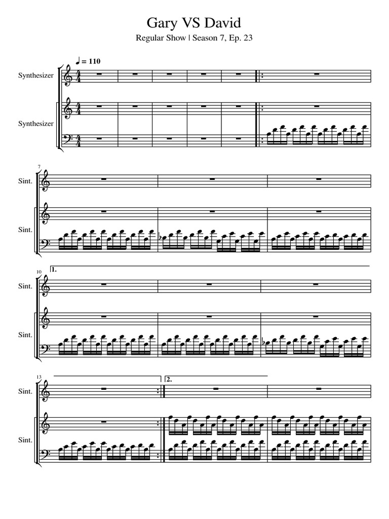 Regular Show - Gary Vs David Synthesizer Duel | PDF