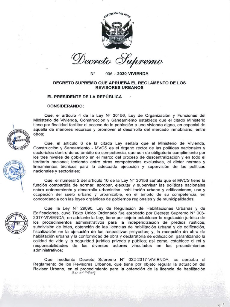 1 Revisores Urbanos DS - 006-2020-Vivienda | PDF