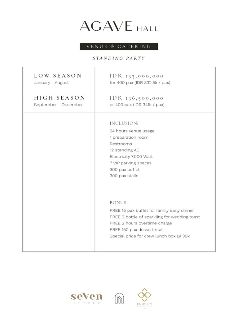 Venue & Catering Pricing Details | PDF
