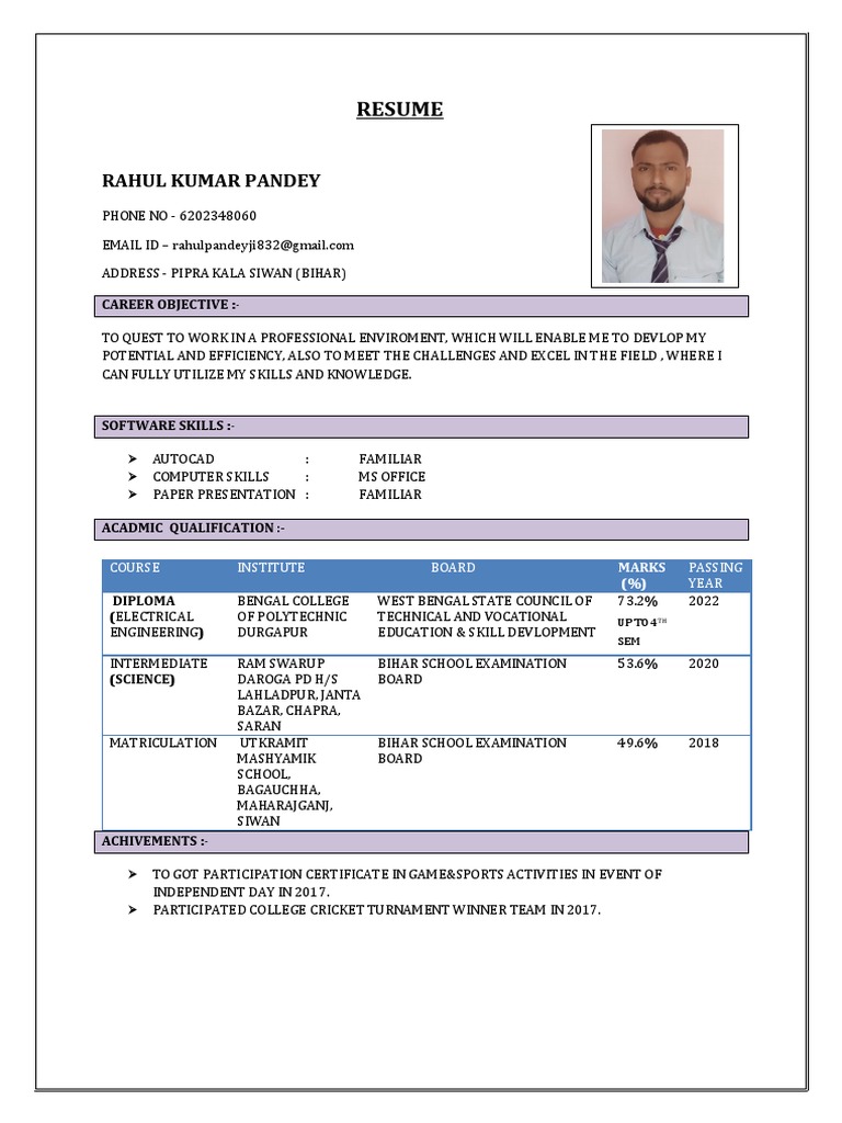 Rahul Kumar Pandey Resume | PDF