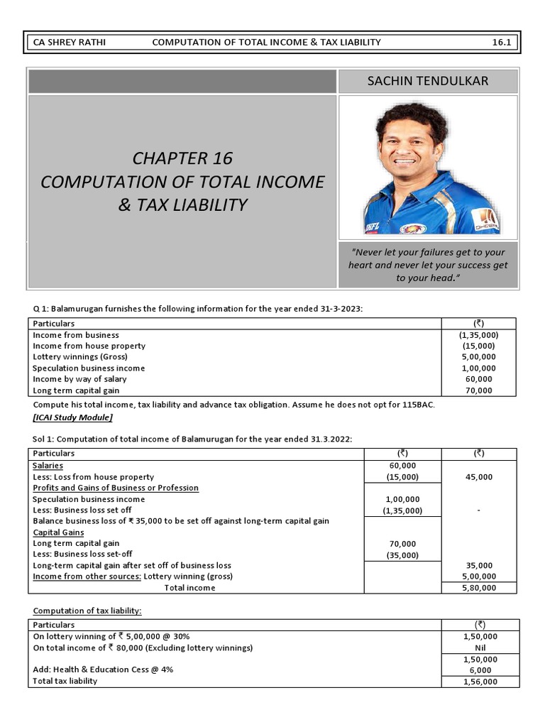 Computation of Total Income & Tax Liability | PDF | Expense | Taxes
