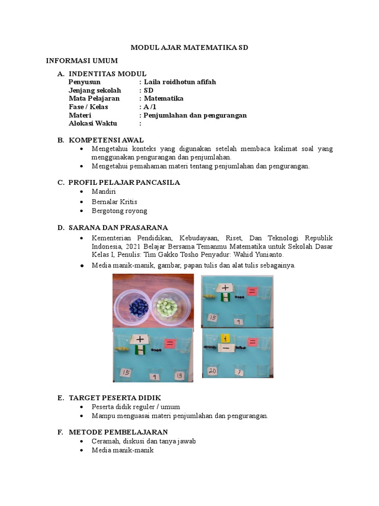 Modul Ajar Matematika SD | PDF