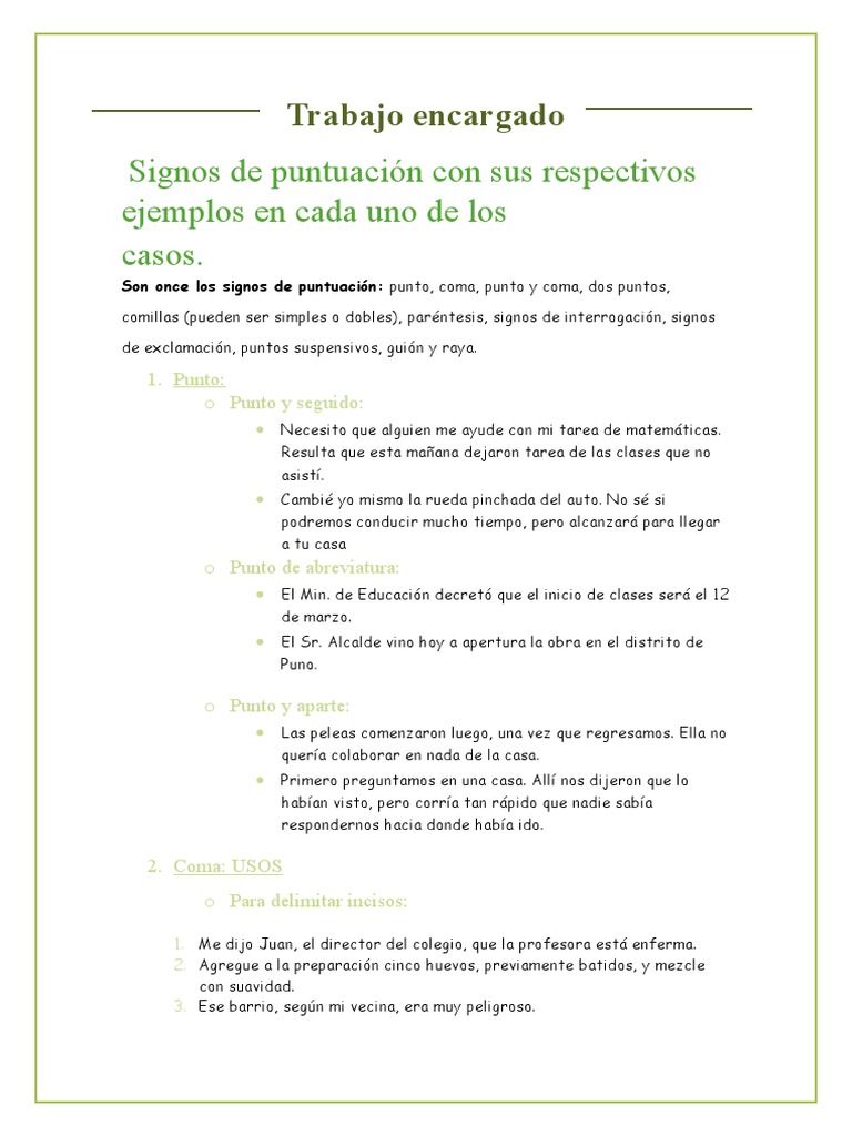 Ejemplos de Signos de Puntuación | PDF | Coma | Puntuación