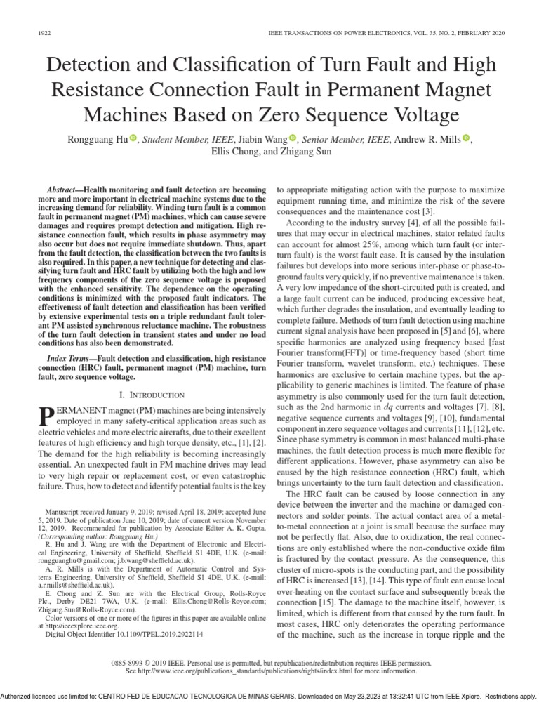 Detection and Classification of Turn Fault and High Resistance Connection Fault in Permanent ...
