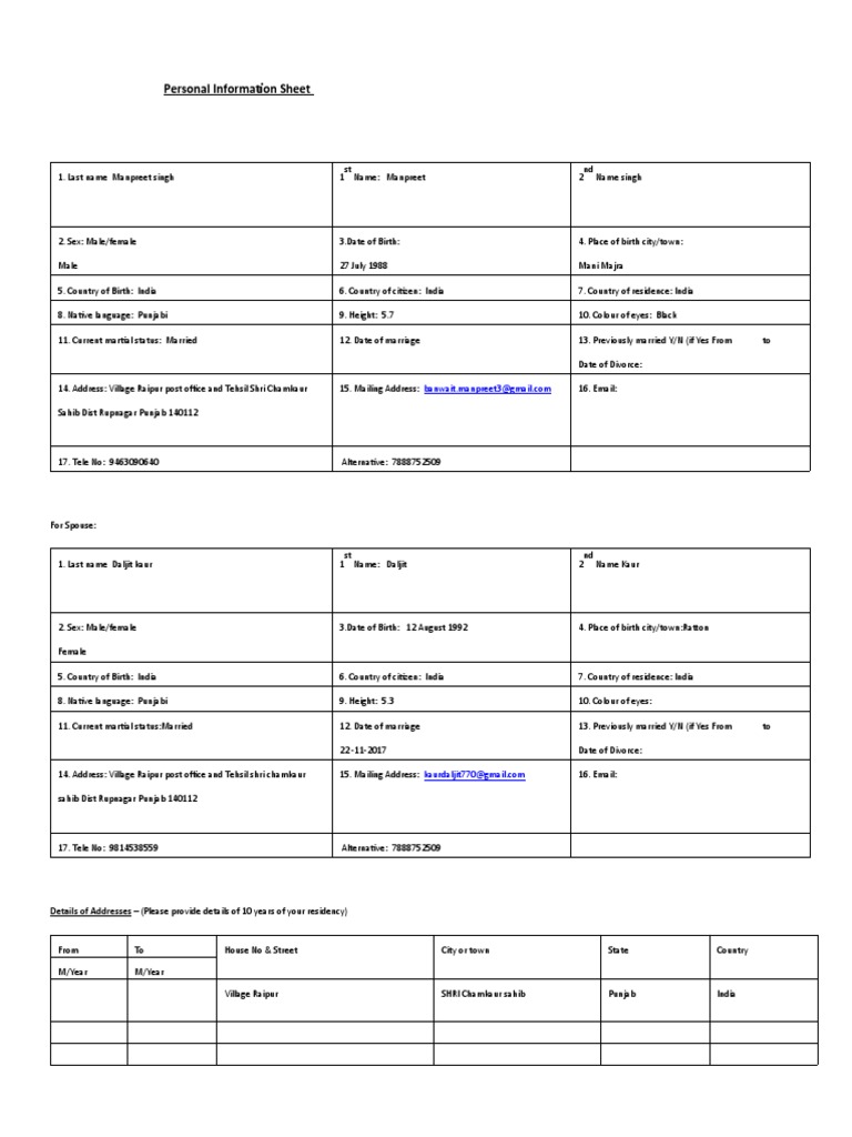 Canadian Immigration Form | PDF | Punjab | Justice