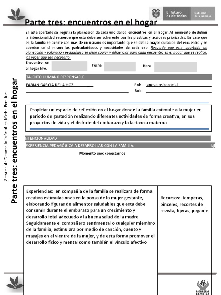 Planeacion Encuentro en El Hogar Grupo Interdisciplinario | PDF | El ...