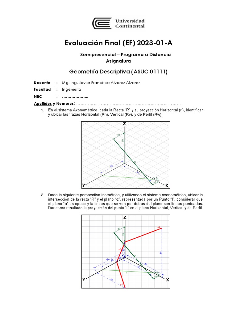 Examen Final (1) geometria descriptiva | PDF