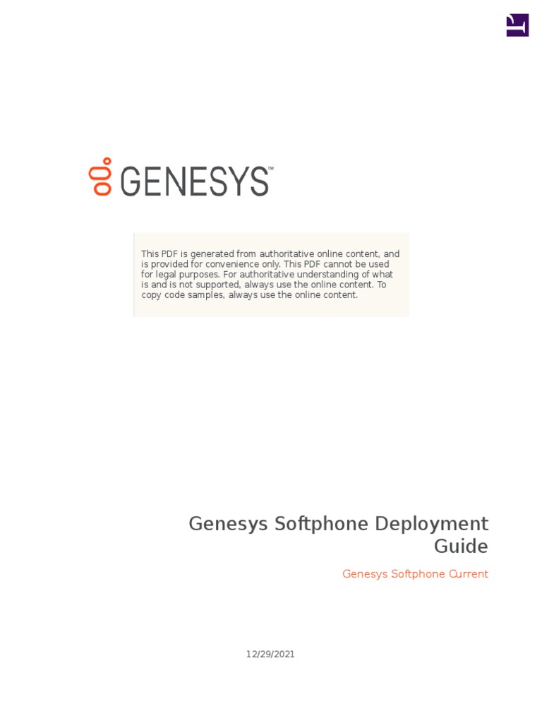 Genesys - Softphone - Deployment - en SP Current Dep Book | PDF | Session Initiation Protocol ...