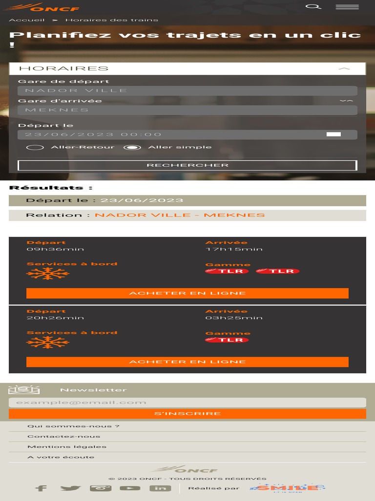 Horaires des trains ONCF Nador-Meknes | PDF