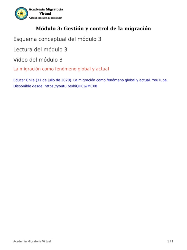 Modulo 3 Gestion y Control de La Migracion | PDF