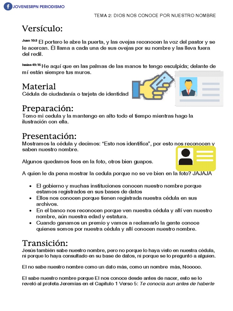 Tema 2 Dios Nos Conoce Por Nuestro Nombre | PDF