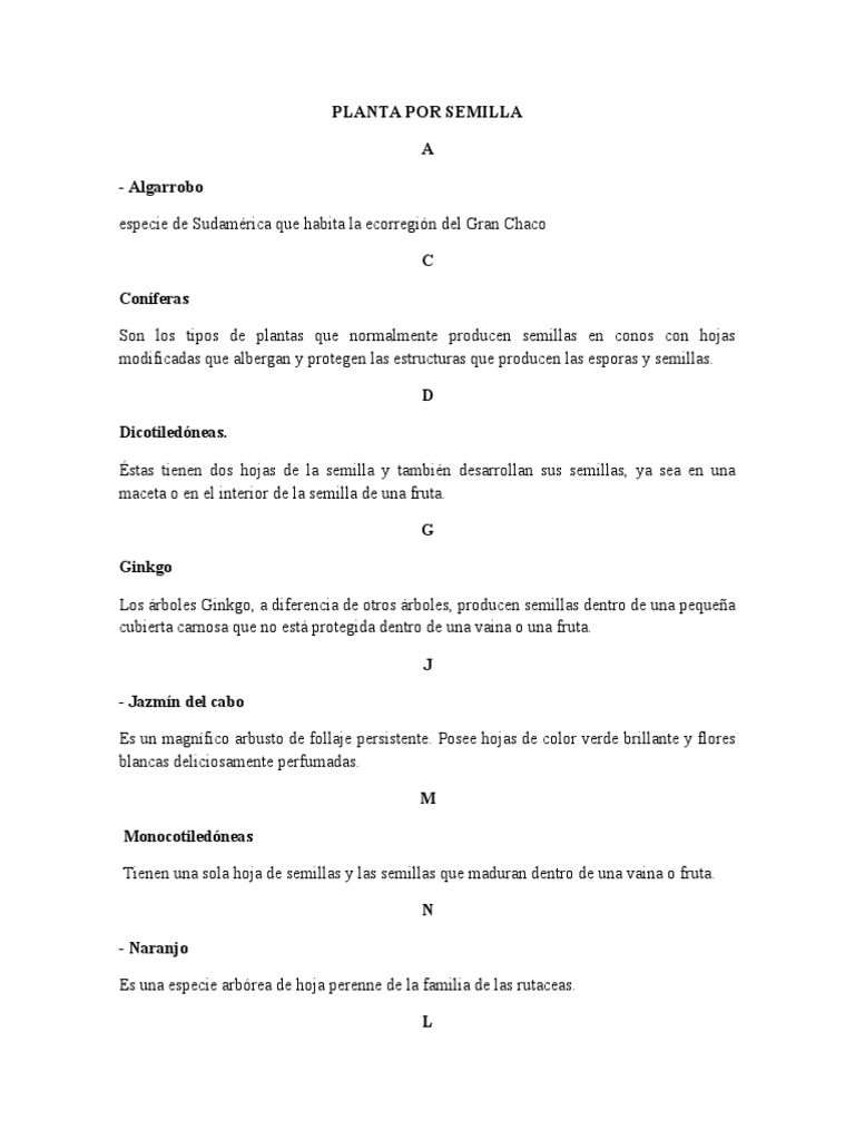 Glosario Plantas Por Semilla | PDF | Hoja | Plantas