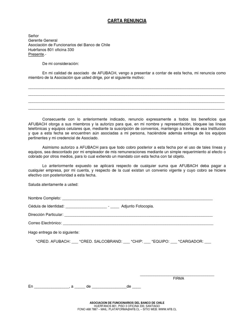 Carta Renuncia SOCIO | PDF
