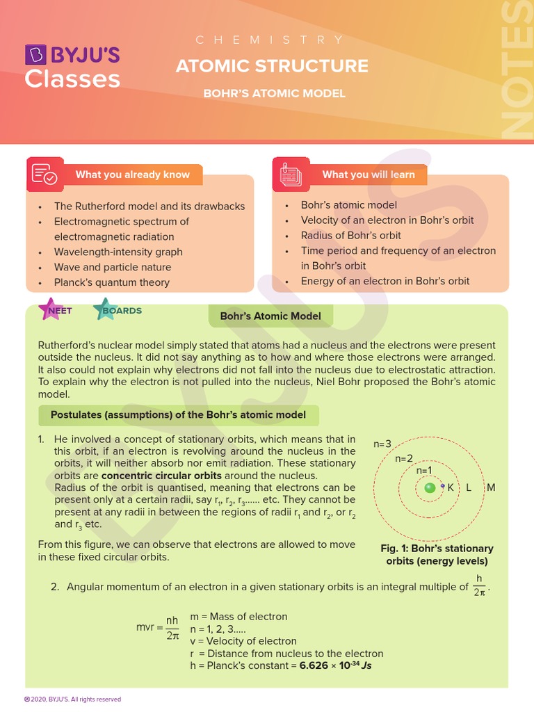 5-Bohr's Atomic Model | PDF | Electron | Atomic Nucleus
