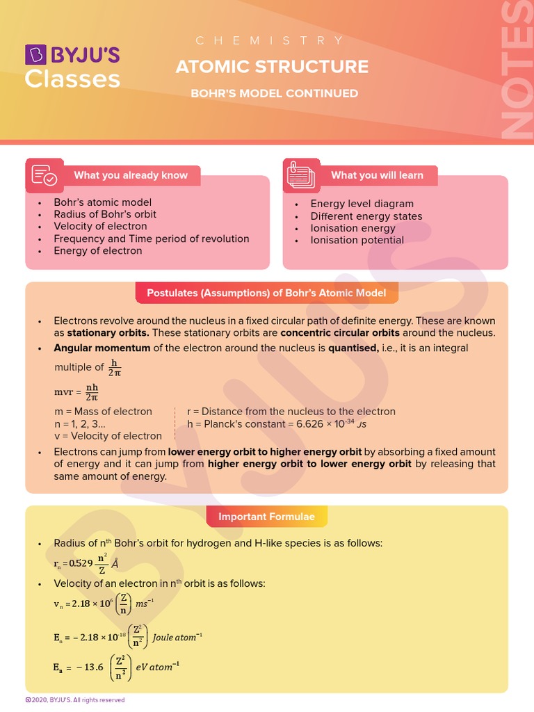 6-Bohr's Model Continued | PDF | Energy Level | Ionization