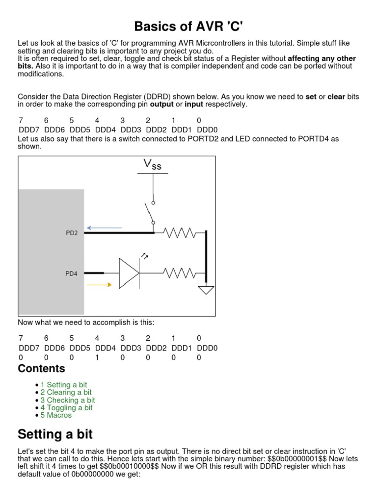 Basics of AVR 'C' | Download Free PDF | Bit | Software Development