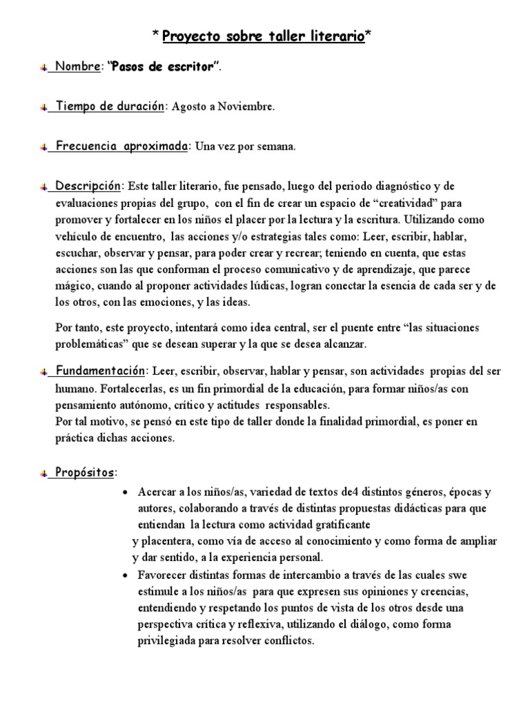 Taller Literario "Pasos de Escritor" | PDF | Pensamiento | Escritores