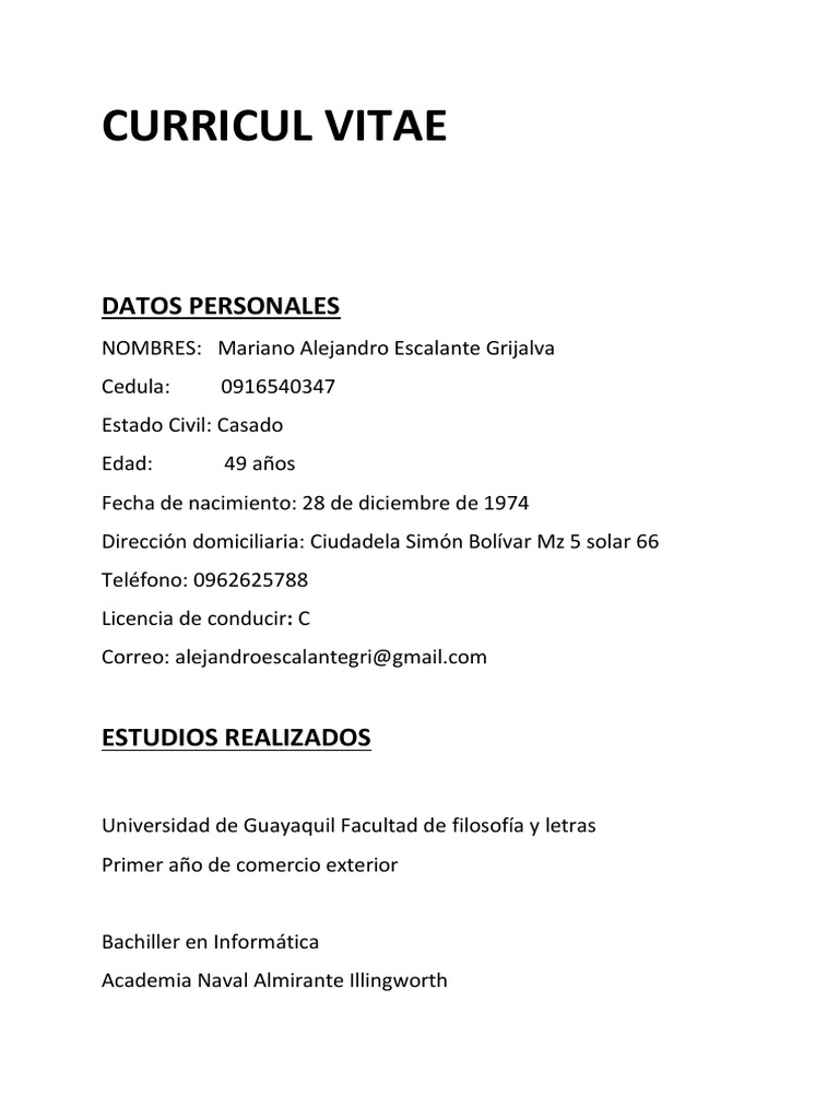 Curricul Vitae Alejandro 2 | PDF