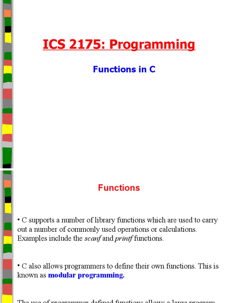 1 ICS 2175 Lecture 4 Functions | PDF | Scope (Computer Science) | Variable (Computer Science)