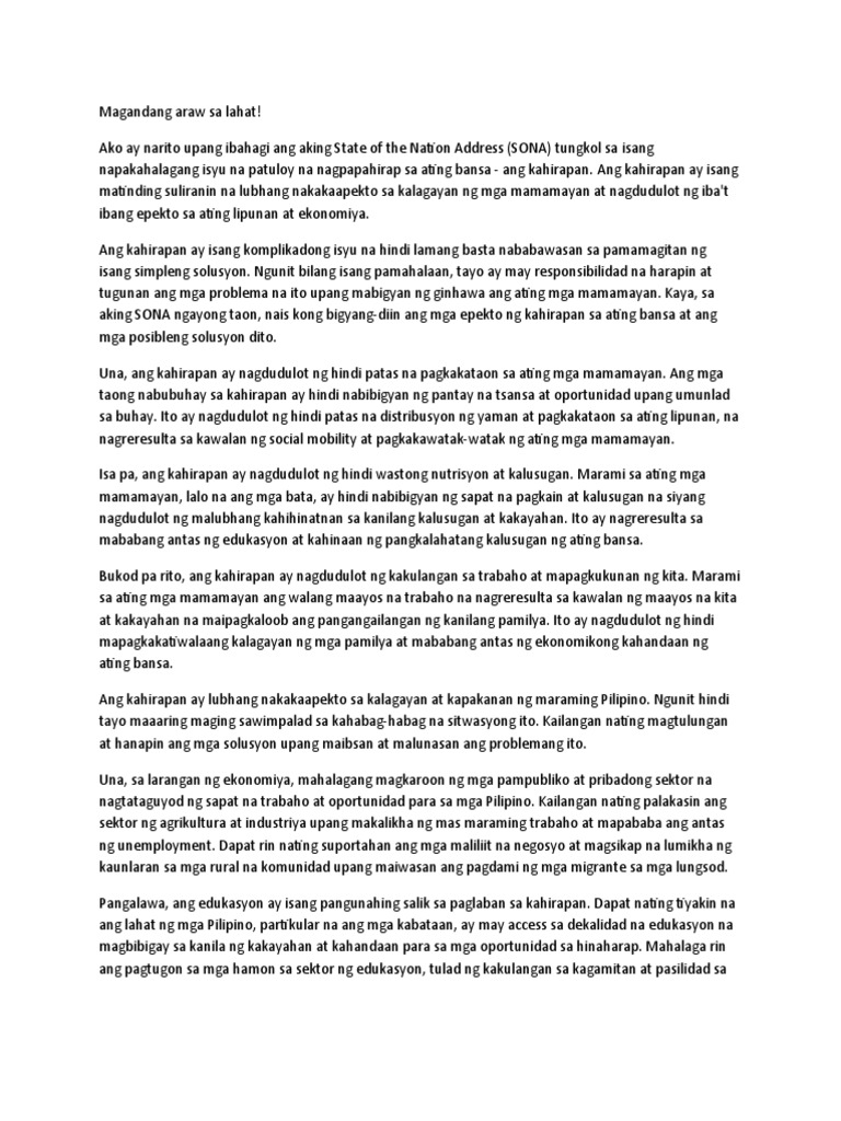 SONA Filipino Q3 | PDF