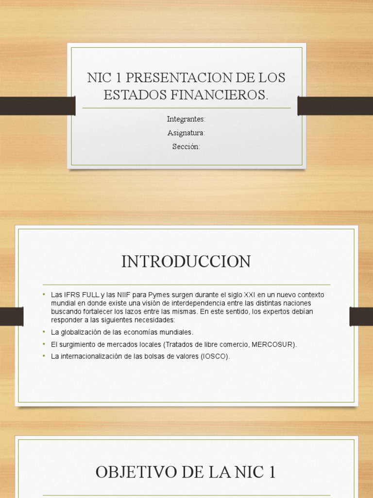 Presentación Nic 1 | PDF | normas internacionales de INFORMACION ...