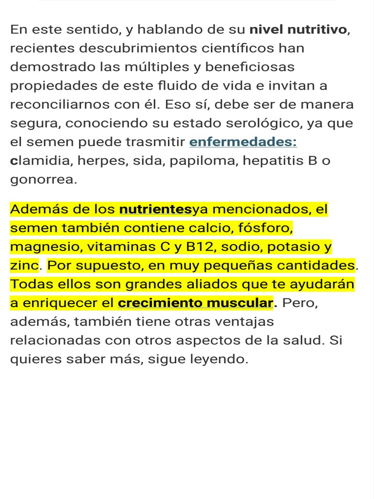 La Revolución De Beber Semen ¿qué Beneficios T Pdf 8657