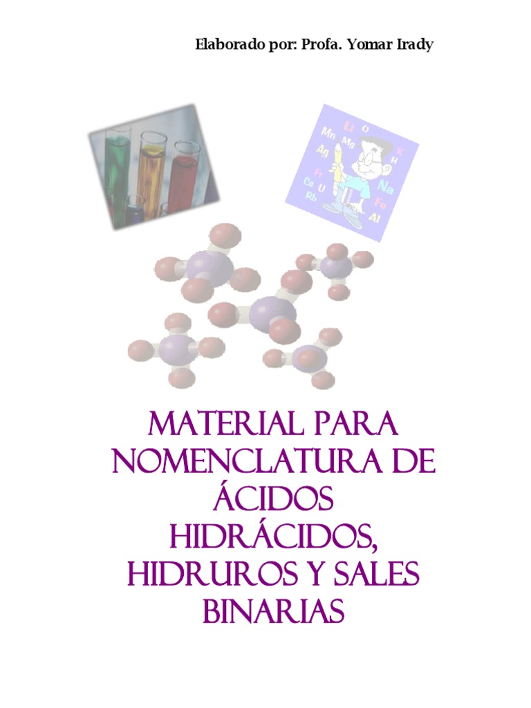 Guía de Nomenclatura de Hidrácidos, hidruros y sales binarias | PDF ...