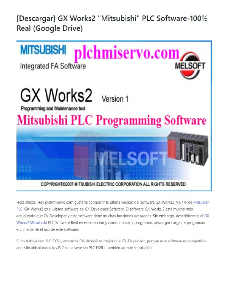 GX Works2 Mitsubishi PLC Software Instrucciones de Instalaciones | PDF | Métodos y materiales de ...