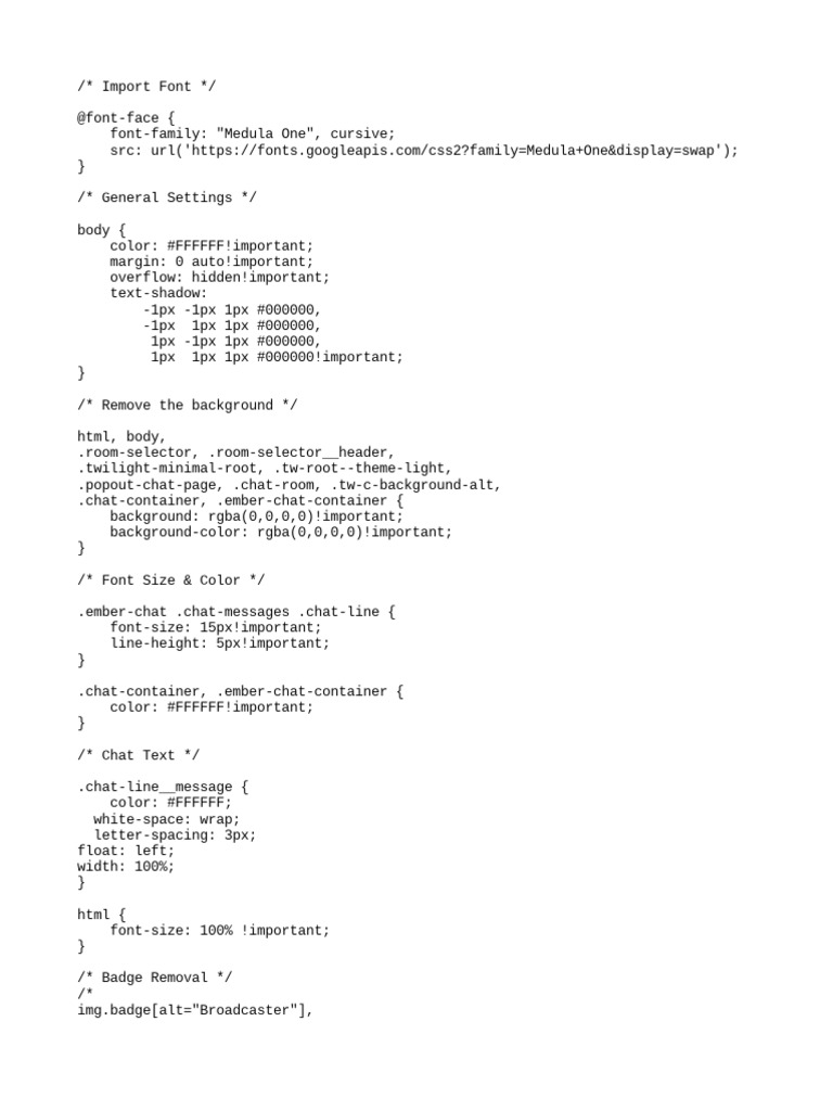 Custom CSS - Twitch Chat | PDF