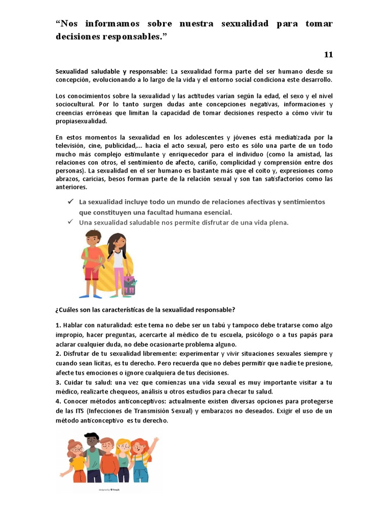 SesiÓn Nº 11 Nos Informamos Sobre Nuestra Sexualidad Para Tomar