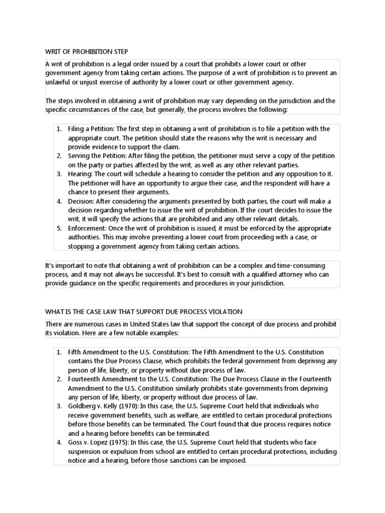 Writ of Prohibition Step | PDF | Fourteenth Amendment To The United ...