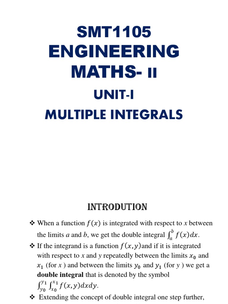 Multiple Integrals in Engineering Maths | PDF | Integral | Area