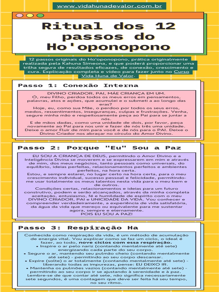 O Ritual Dos 12 Passos Originais Do Hooponopono - Lucas Radin | PDF ...
