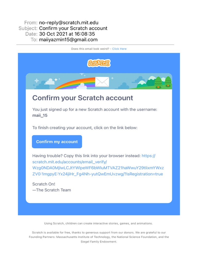 Confirm Your Scratch Account | PDF