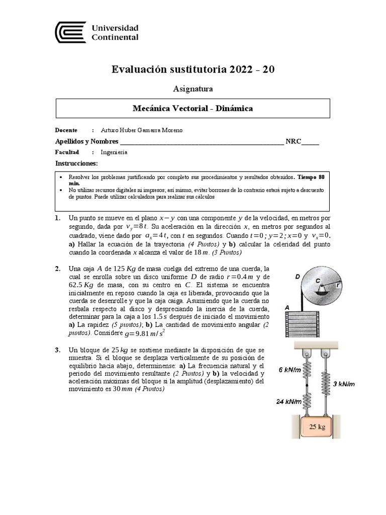 Problemas de Dinámica en Mecánica Vectorial | PDF