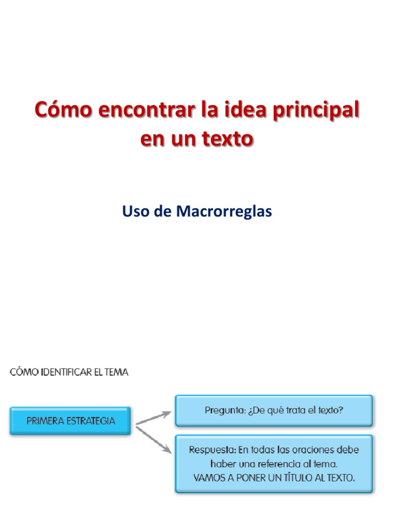 Cómo Encontrar La Idea Principal en Un Texto | PDF | Razonamiento ...