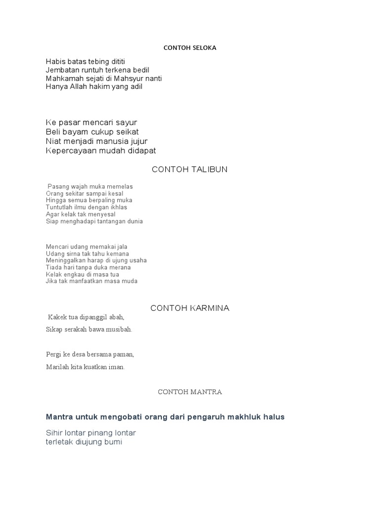 Contoh Seloka | PDF