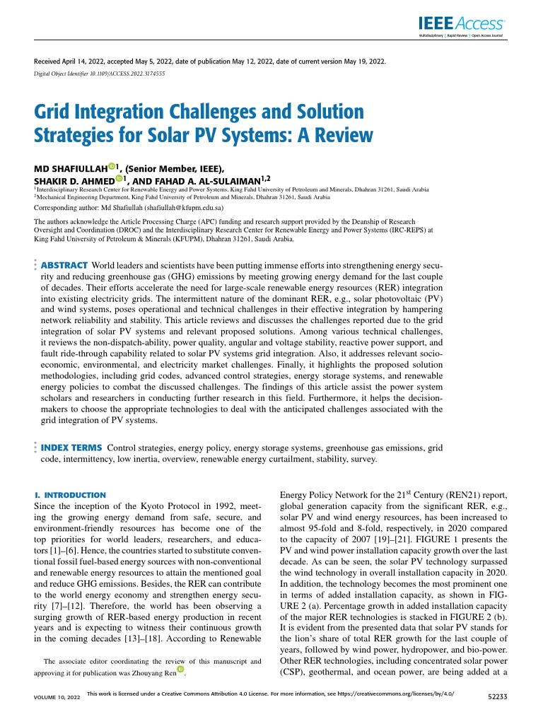 Grid Integration Challenges and Solution Strategies For Solar PV ...