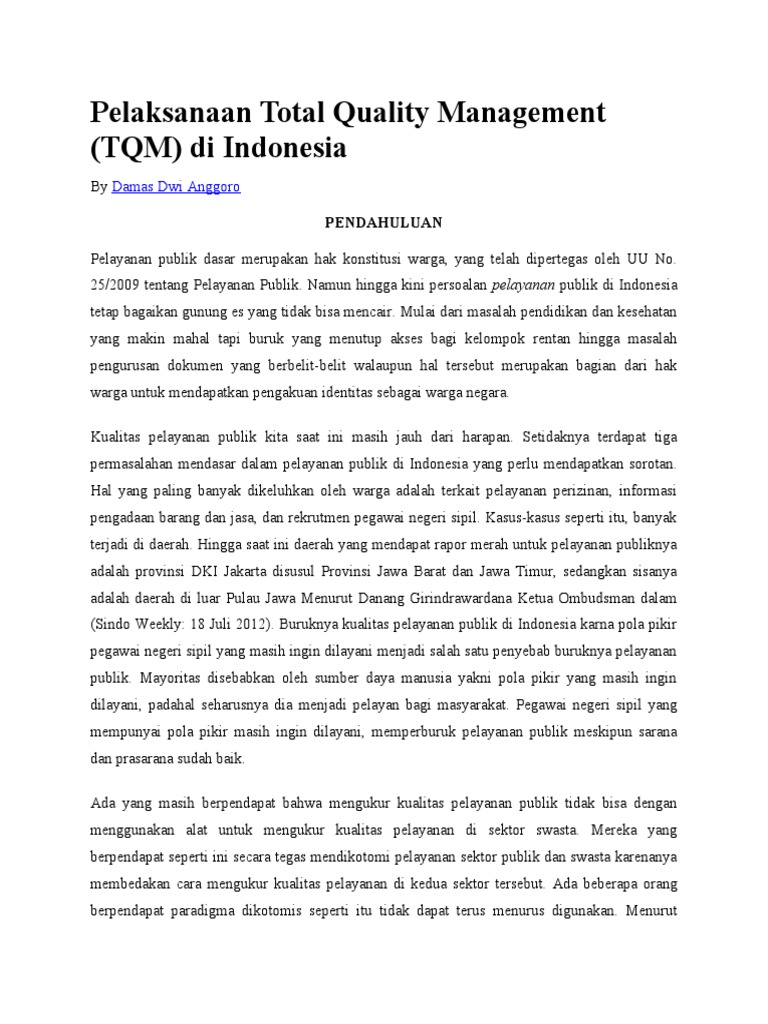 Pelaksanaan Total Quality Management | PDF