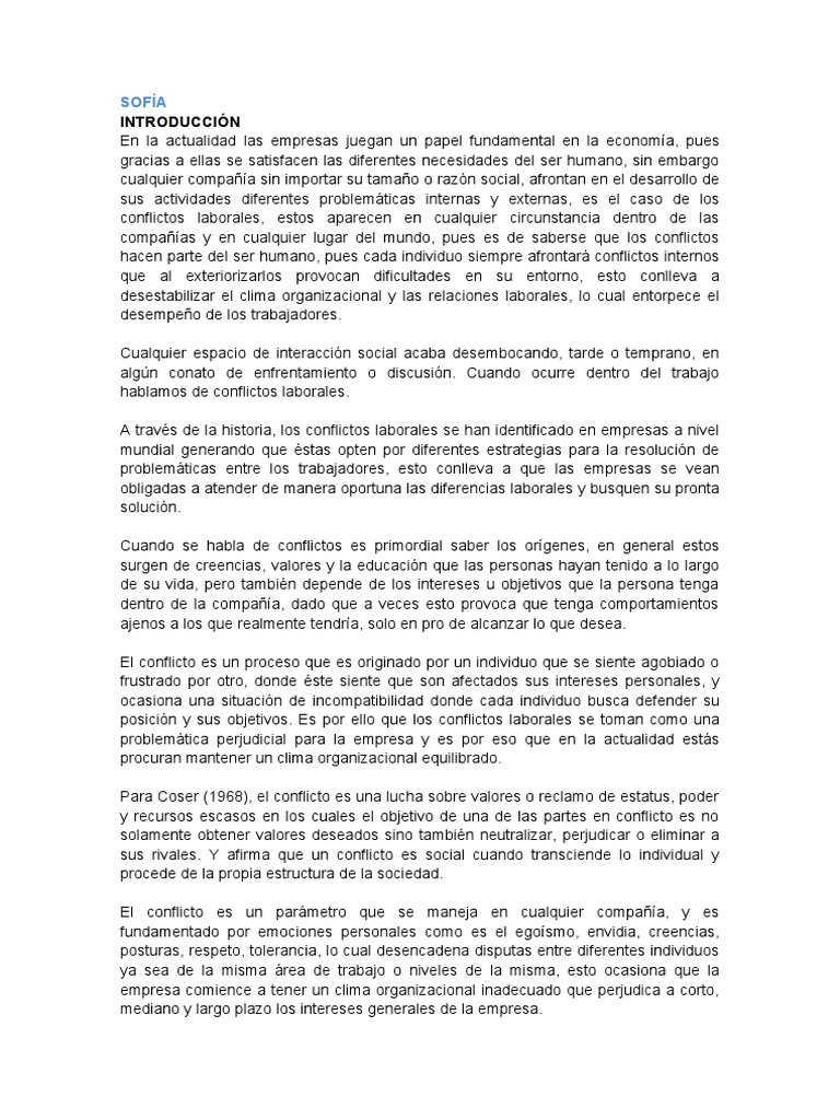 WIKI CONFLICTOS LABORALES | PDF | Conflicto (proceso) | Motivacional