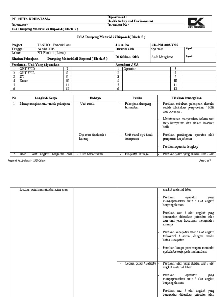 Jsa Dumping Material Pdf