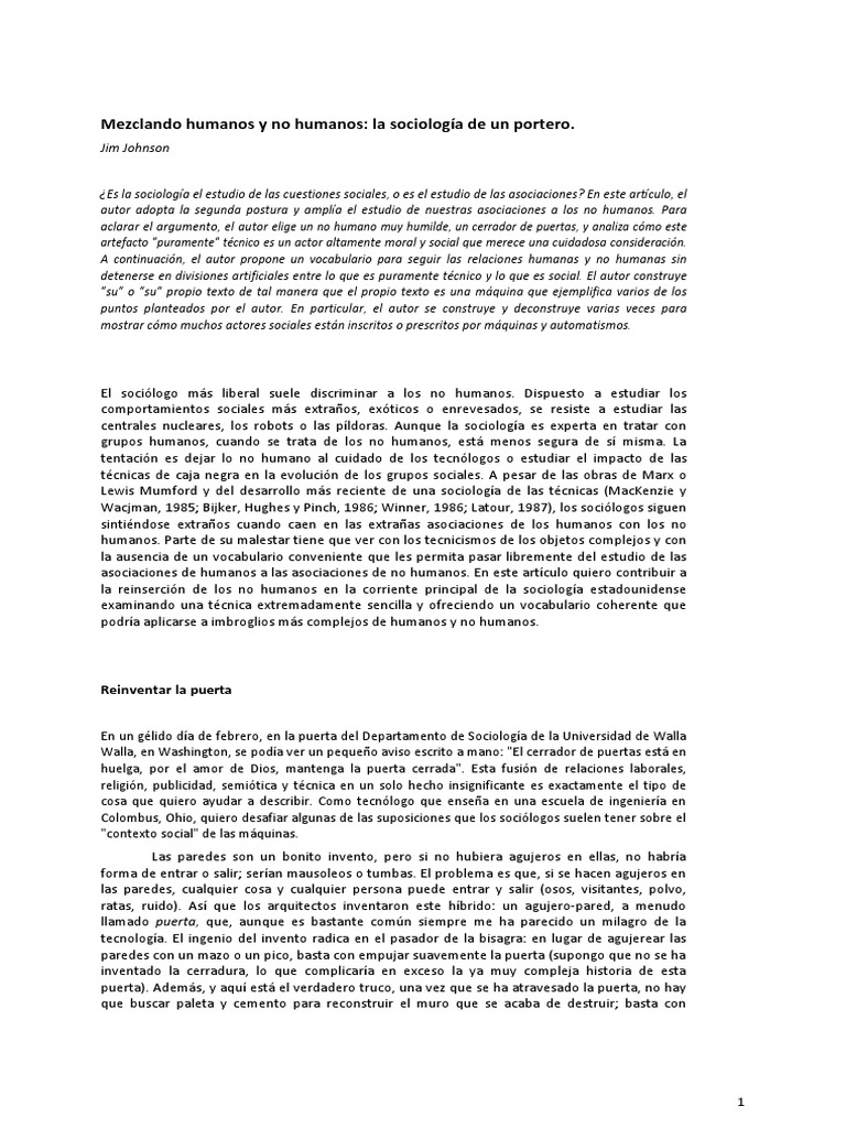 Johnson - Mezclando Humanos y No Humanos | PDF | Semáforo | Pensamiento Johnson - Mezclando Humanos y No Humanos | PDF | Semáforo | Pensamiento