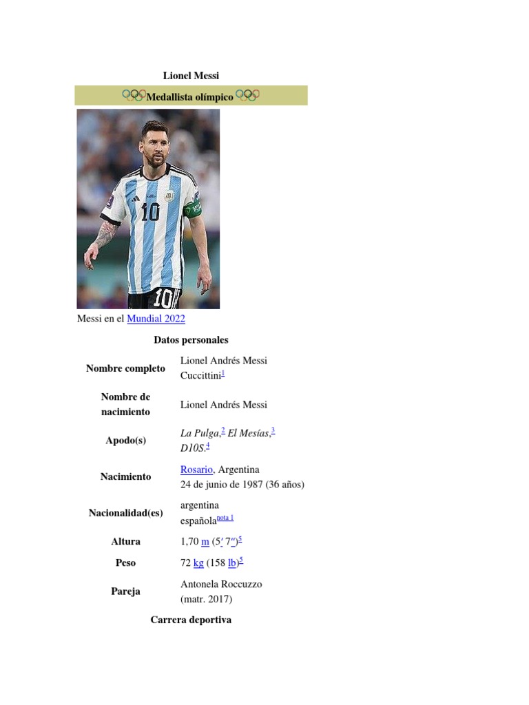 Biografía de Lionel Messi: Datos Clave | PDF | FC Barcelona | Lionel Messi