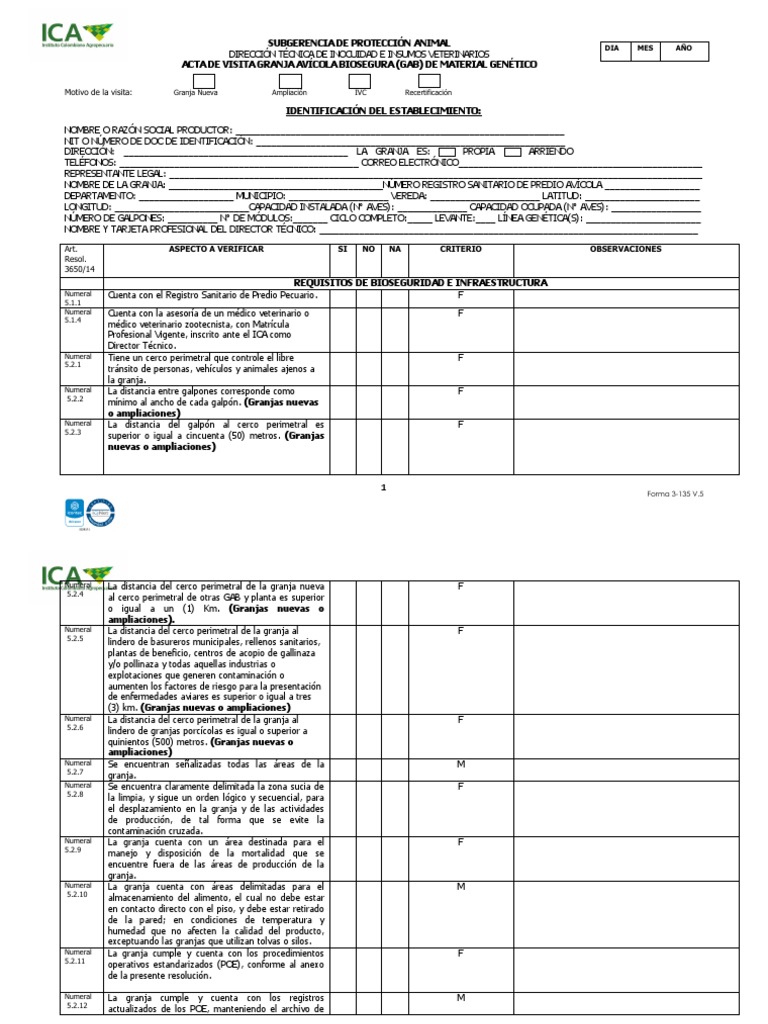 Forma 3-135 V.5 (ICA) | PDF | Granjas | Medicamentos con receta